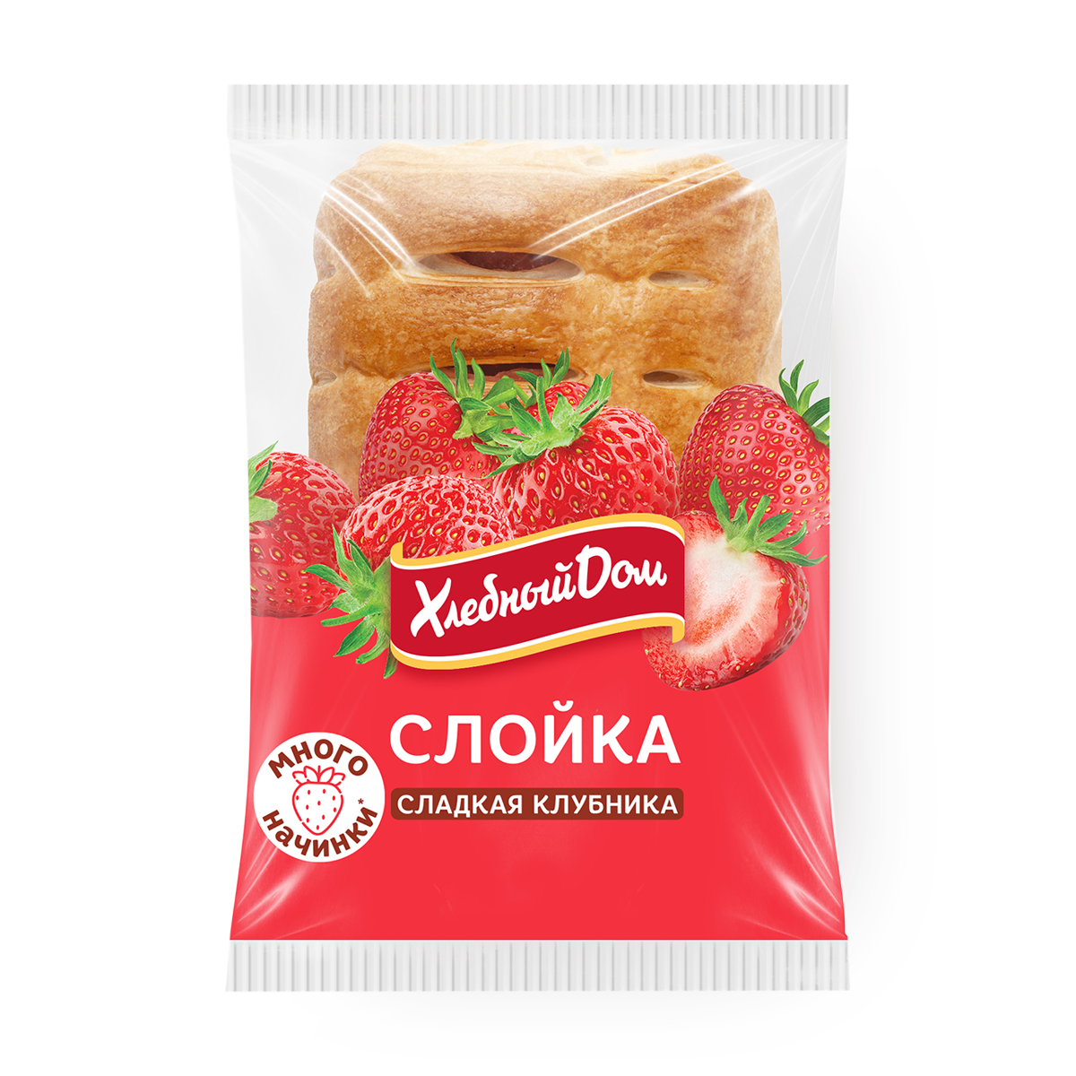 Слойка "Хлебный Дом" со вкусом нежной сладкой клубники, 55 г