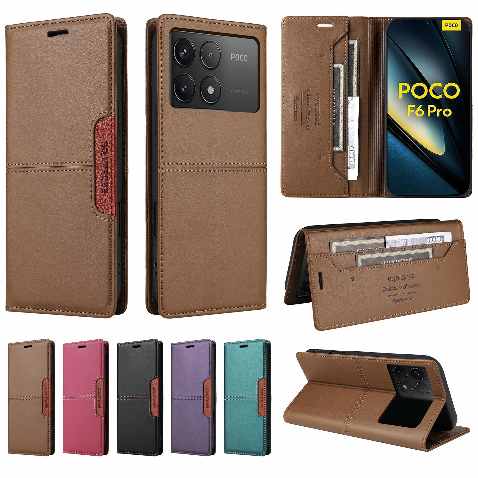 Чехол-книжка Для Xiaomi Poco F6 Pro(Сяоми Поко Ф6 Про) Роскошный Дизайнерский Кожаный Чехол-кошелек