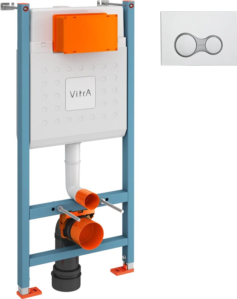 Комплект Инсталляция VitrA Ви-Фикс Кор (V-Fix Core) 732-5800-01 / Кнопка Сириус (Sirius) 740-0480 цвет глянцевый хром