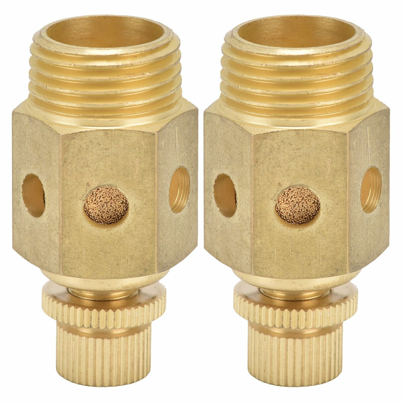 Пневматический глушитель 1/2 дюйма, латунный, с регулируемым дросселем, бесшумный глушитель, 2 шт, прочный шумоподавитель для пневматических инструментов