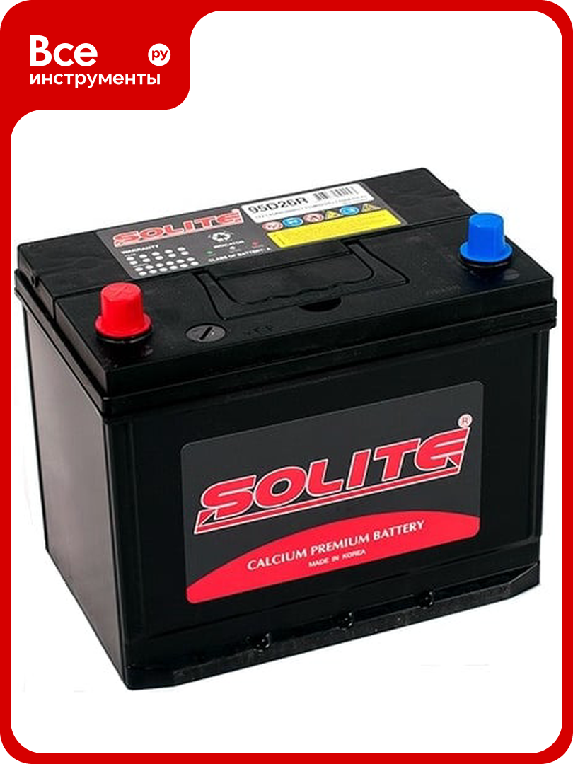 Аккумуляторная батарея Solite 6СТ85 260х168х220 95D26R BH 95D26R B/H