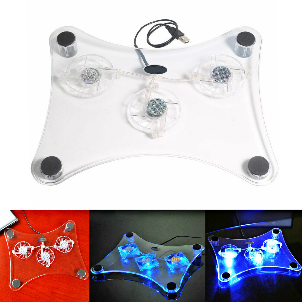 3 Вентилятора USB Cooler Охлаждающая Подставка Для Подставки LED Light Radiator Для Портативного ПК Notebook