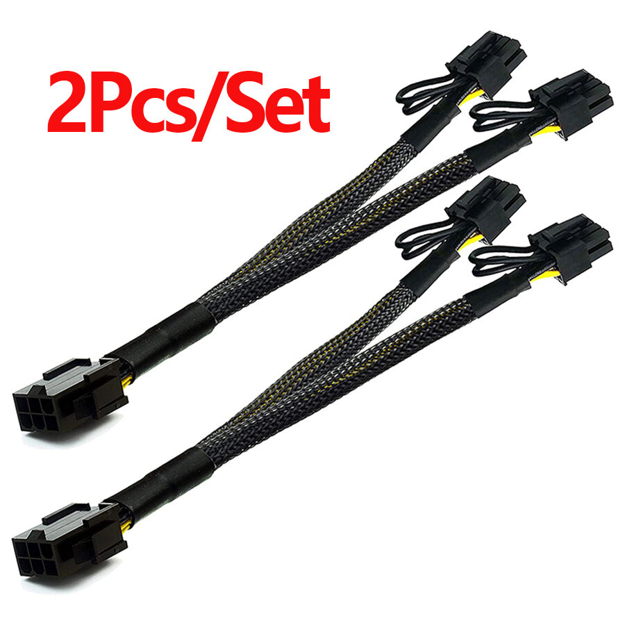 Кабель-разветвитель PCI Express 6-контактный на 2x PCI Express 6+2-контактный 18 AWG, черный, в оплетке