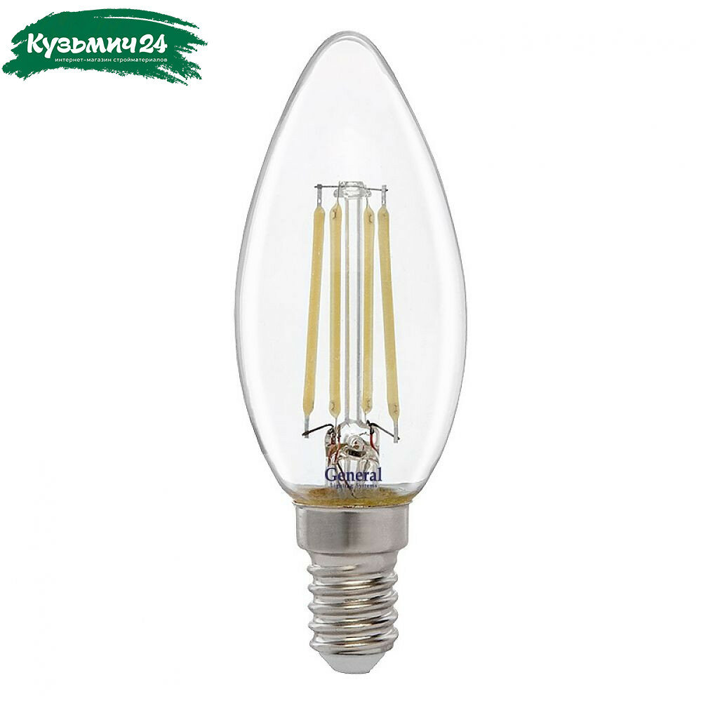 Филаментная светодиодная лампа General Lighting Systems GLDEN-CS 7Вт E14 2700К свеча