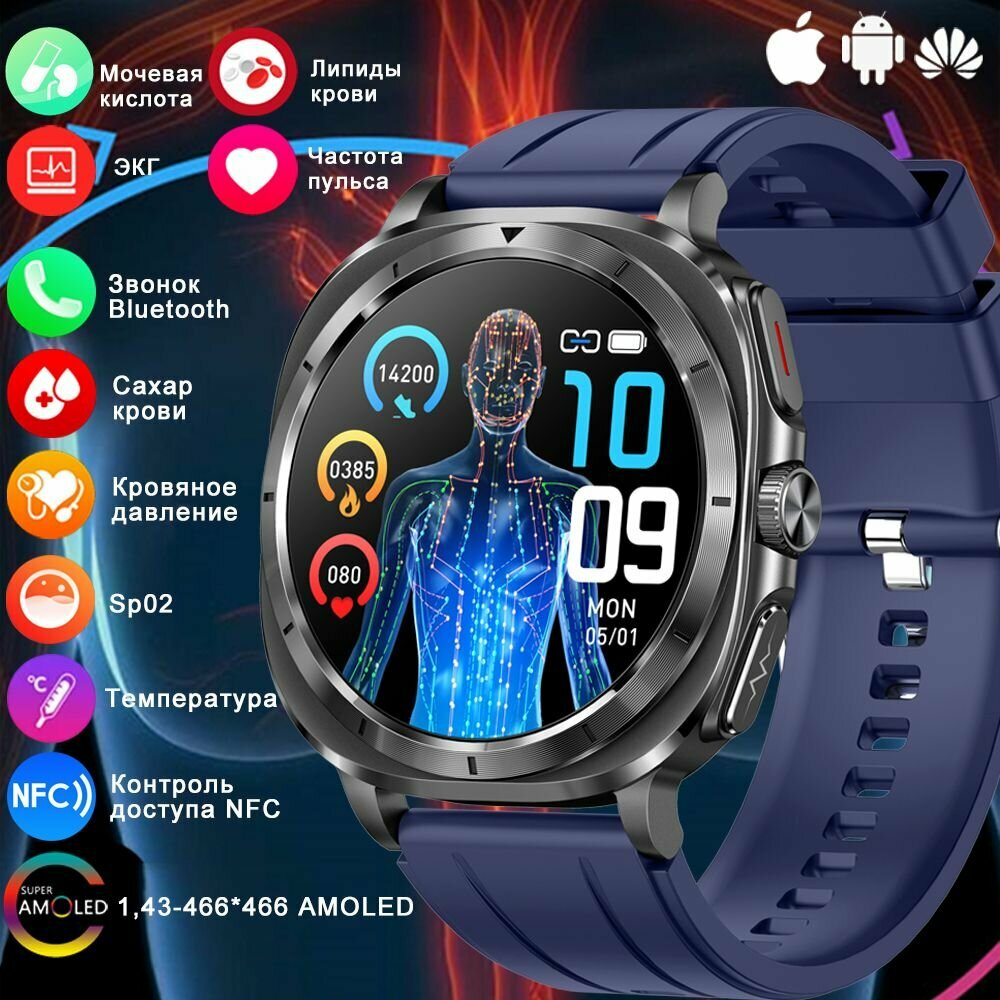 ЭКГ+PPG+HRV Cмарт-часы с измерением давления, женские, умные часы мужские на android, с функцией вызова по Bluetooth, с калькулятором,