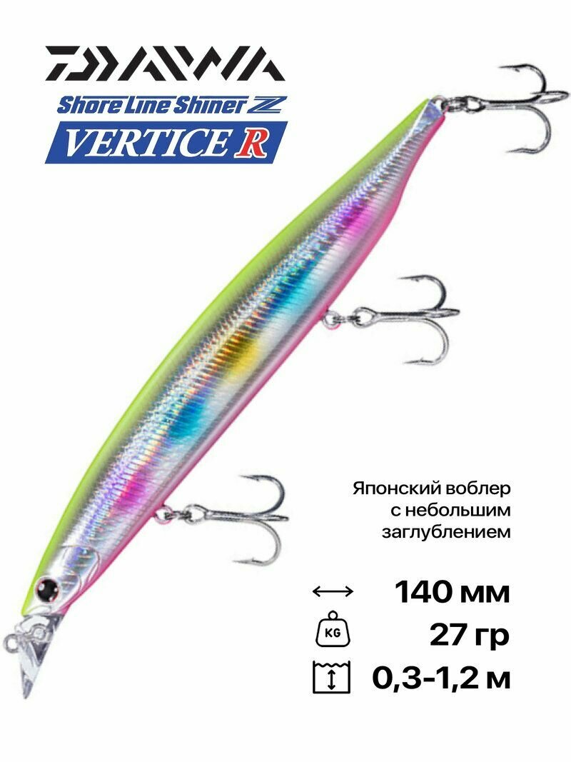 Воблер Daiwa Shoreline Shiner-Z Vertice R 140F, 140 мм, 27 гр, #Adel Fyajyo