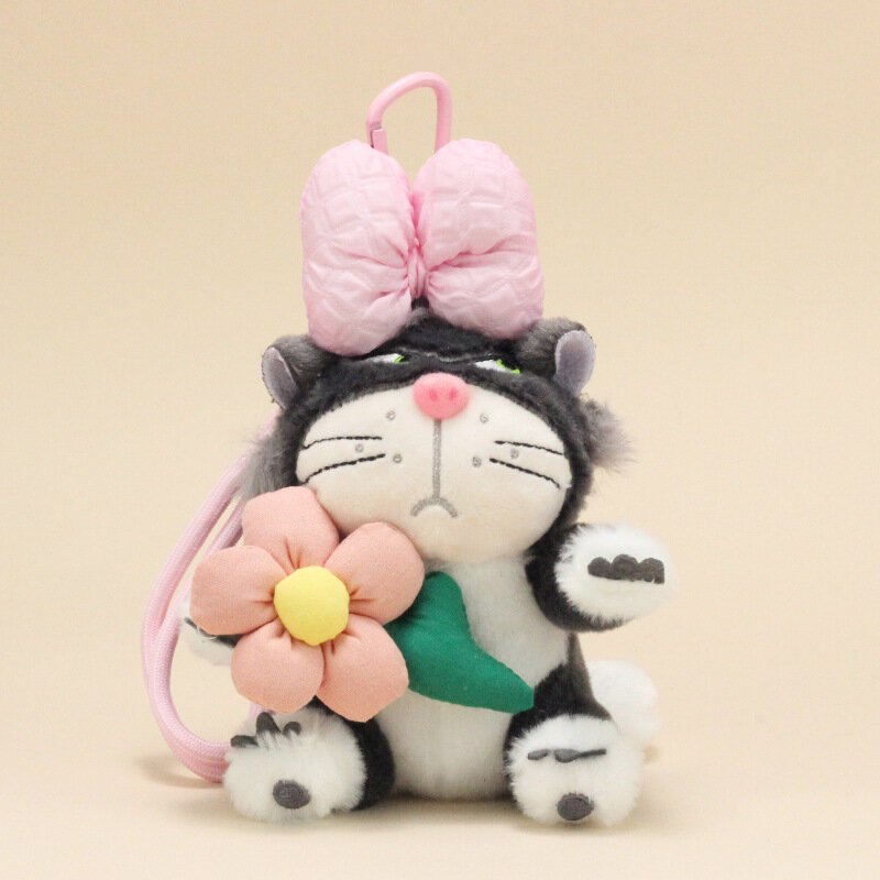 Милый плюшевый игрушечный кот Лукас, необычный, уродливый, очаровательный, плюшевый кулон, бантик, кукла, ключ, украшение для машины