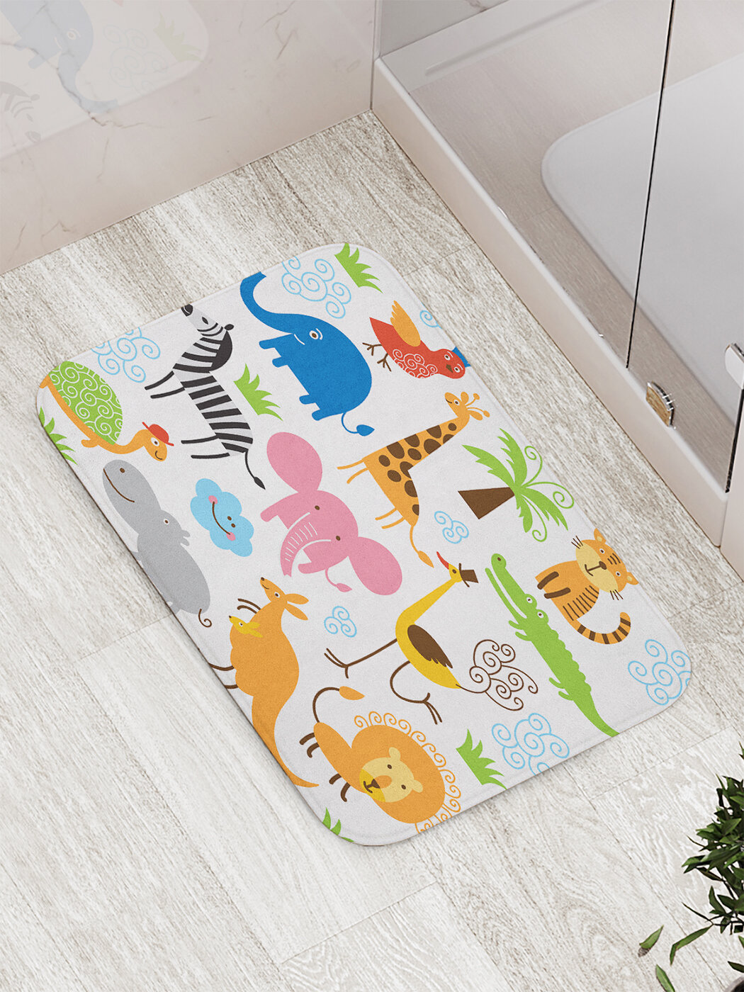 Коврик для ванной комнаты, туалета "Милые звери" противоскользящий, 52х77 см, JoyArty