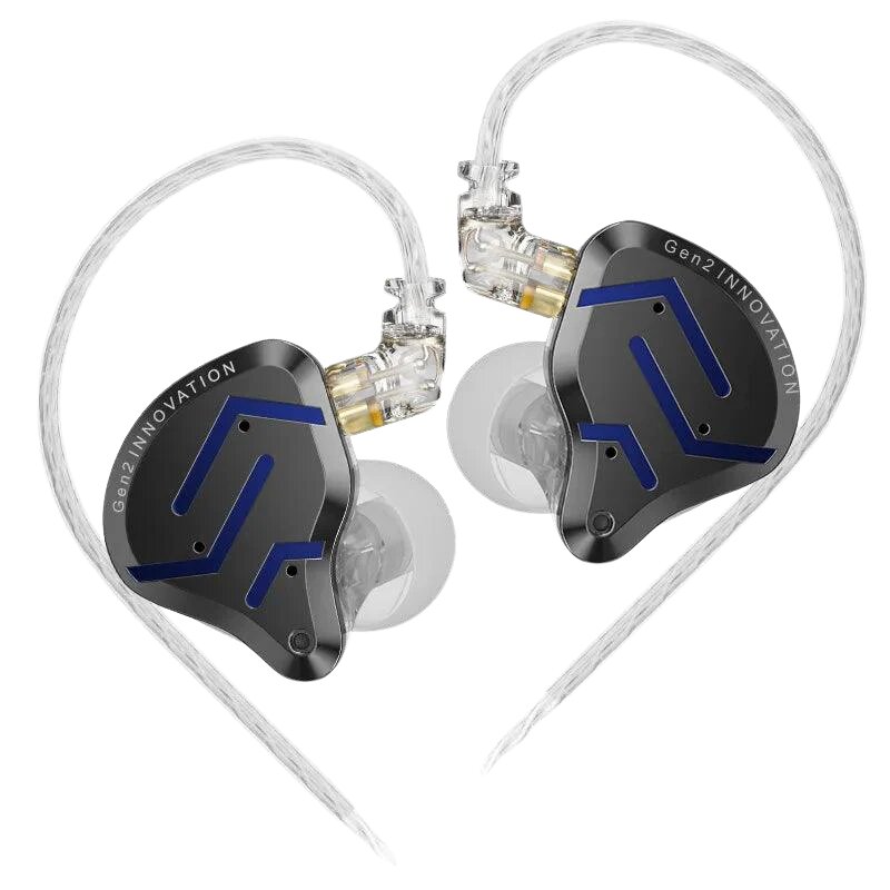 Проводные наушники KZ ZSN Pro 2 G Blue Black, без микрофона, гибридные IEM