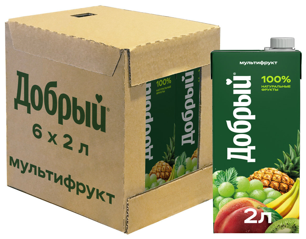 Нектар мультифруктовый Добрый, 2 л 6 шт
