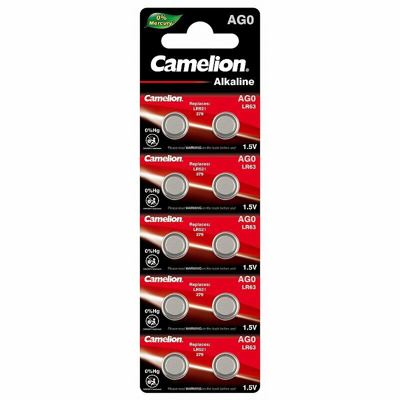 Camelion G 0 BL-10 Mercury Free (AG0-BP10(0%Hg), LR63, LR521 батарейка для часов) (упак. 10 шт.), цена за 1 упак.