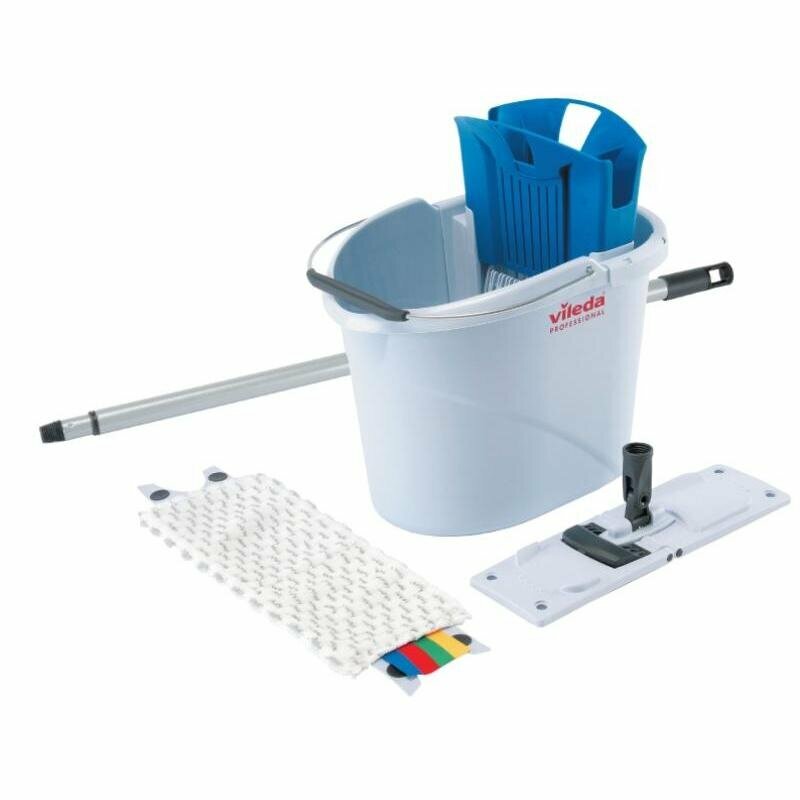 Набор для уборки Vileda Professional УльтраСпид Мини (ведро 10 л с синим отжимом, ручка телескопическая, держатель мопов 34 см, моп МикроЛайт Мини) + набор для уборки (арт. производителя 142985), 213386