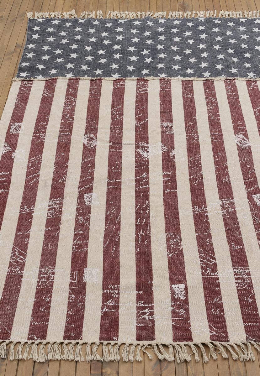 Ковер безворсовый хлопковый 120*180 см JC International JHC-26 with stars and stripes