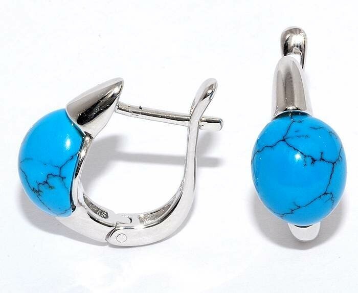 Серьги, серебро, 925 проба, бирюза