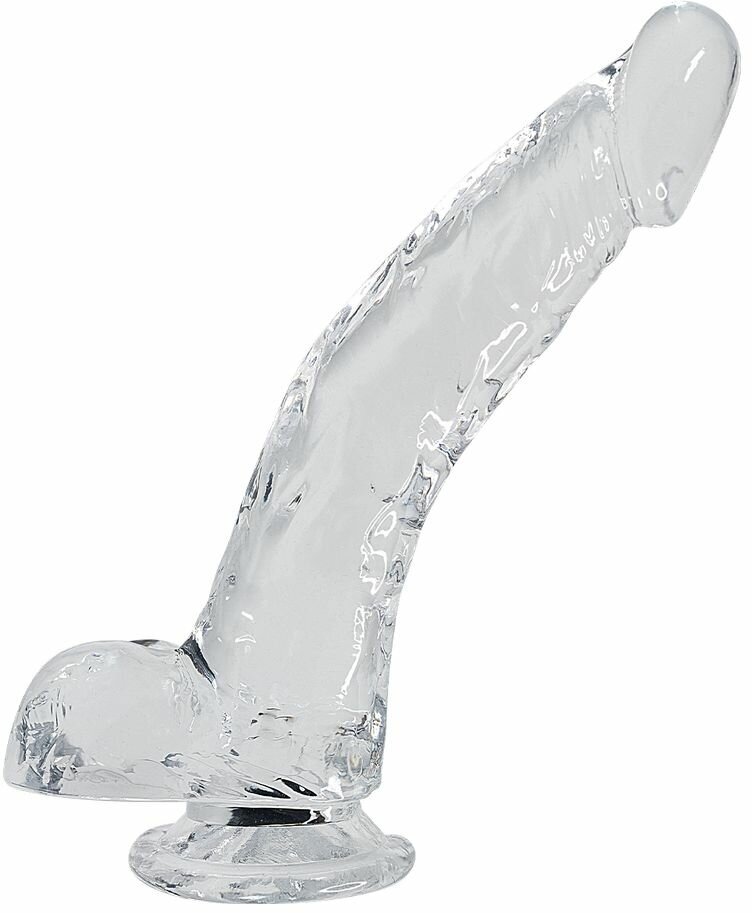 Крупный прозрачный фаллоимитатор с присоской - 22 см.