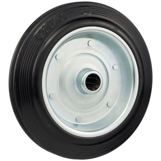 Колесо Стелла-техник 4000-250, под ось 25мм, диаметр 250мм, грузоподъемность 210кг, резина, металл