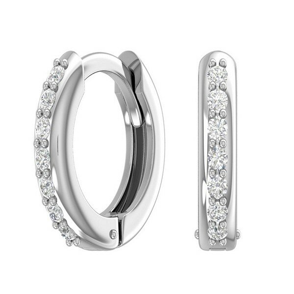 Серьги конго, серебро, 925 проба, фианит