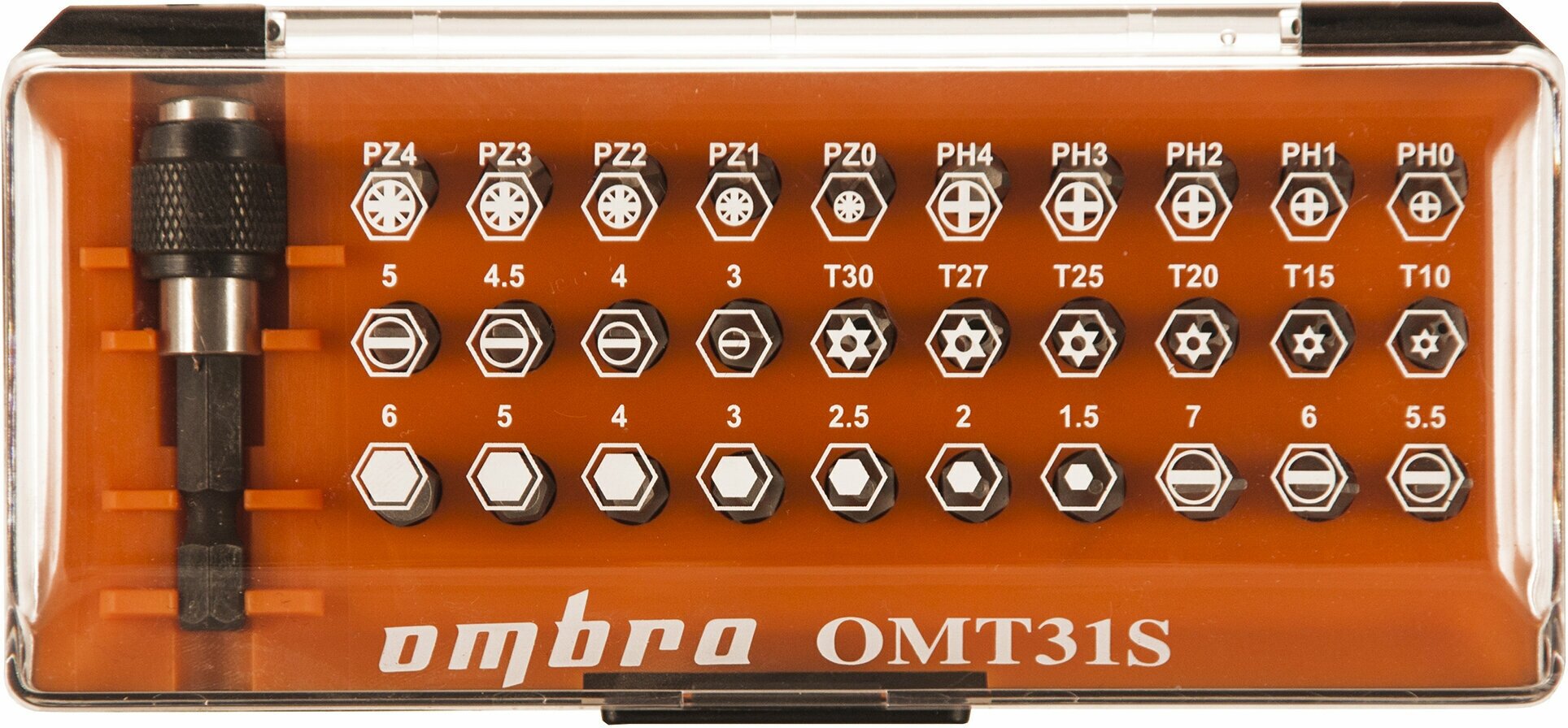 Набор вставок-бит, 31 предмет, OMT31S, Ombra