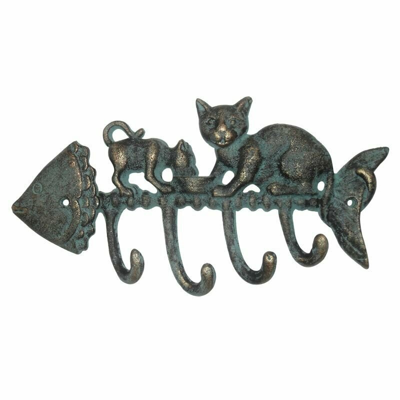 Вешалка для одежды настенная металлическая Вкусная Рыбка 26*13см