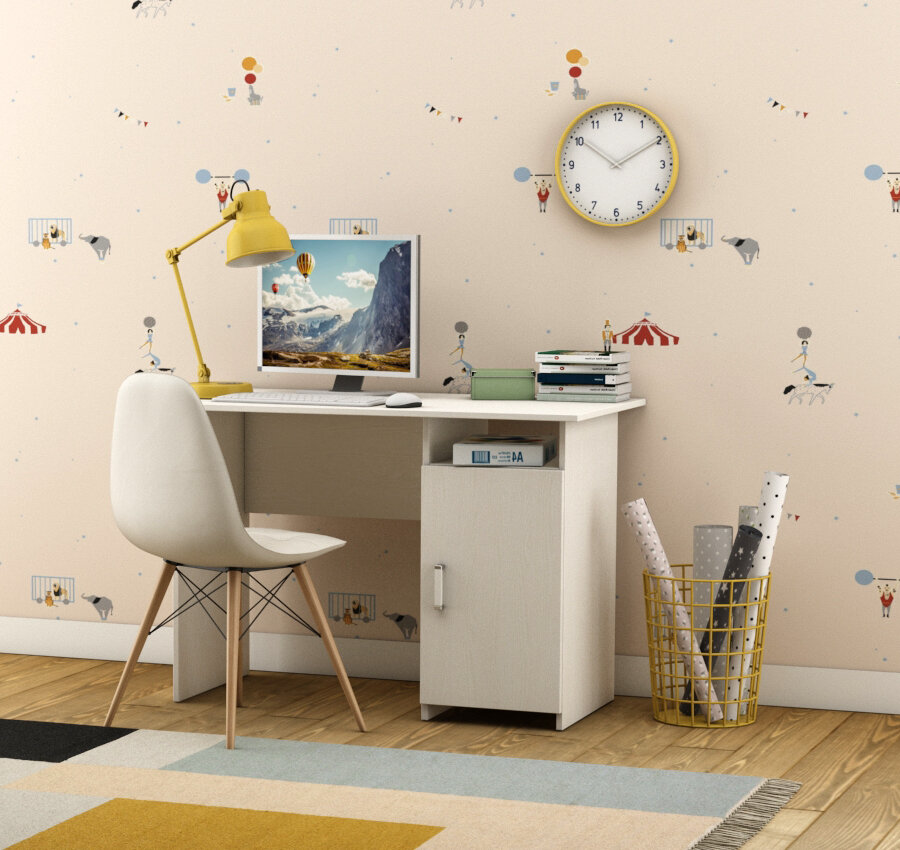 Стол письменный, стол компьютерный Лайт (Ньюкасл) 3 белое дерево