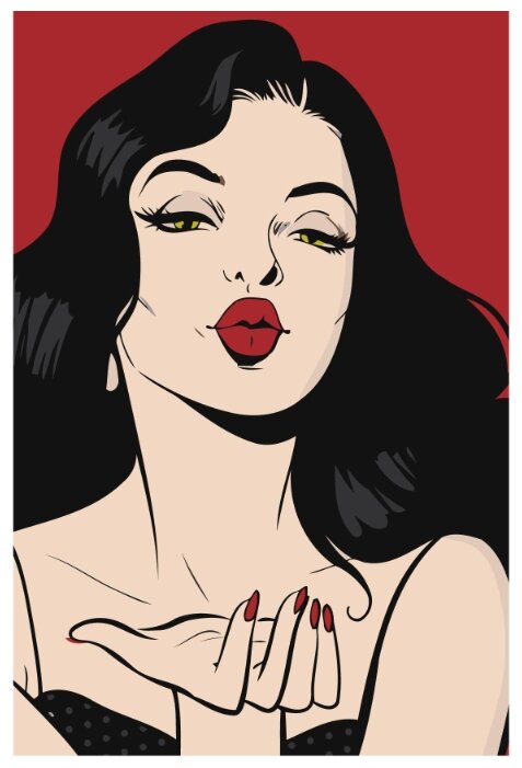 Поцелуй девушки поп-арт Раскраска картина по номерам на холсте