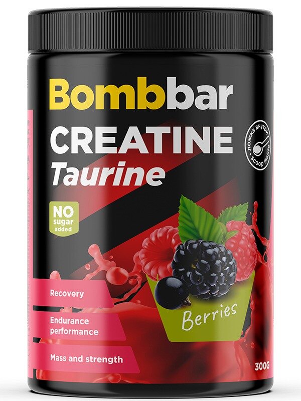 Креатиновый комплекс BombBar Креатин + Таурин Pro 300 г, Лесные ягоды