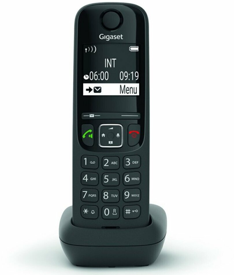Радиотелефон Gigaset AS690, память 100 номеров, АОН, повтор, часы, черный, S30852H2816S301, 263134