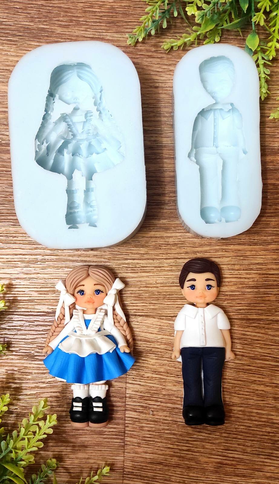 Силиконовая форма для мыла VJ Molds Куколки 2Д Парочка . Молд для творчества, рукоделия, мыловарения. Фигурка 3Д.