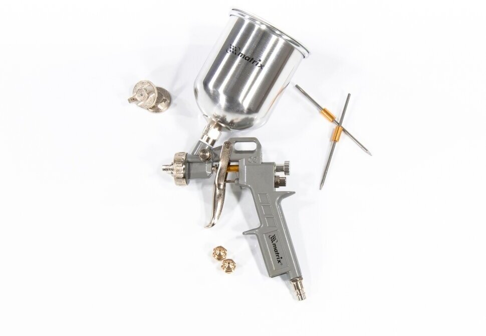 Краскораспылитель пневмат. с верхним бачком V= 0,6 л + сопла диаметром 1.2, 1.5 и 1.8 мм MATRIX