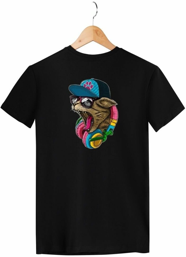 Футболка Кот В Бейсболке С Наушниками