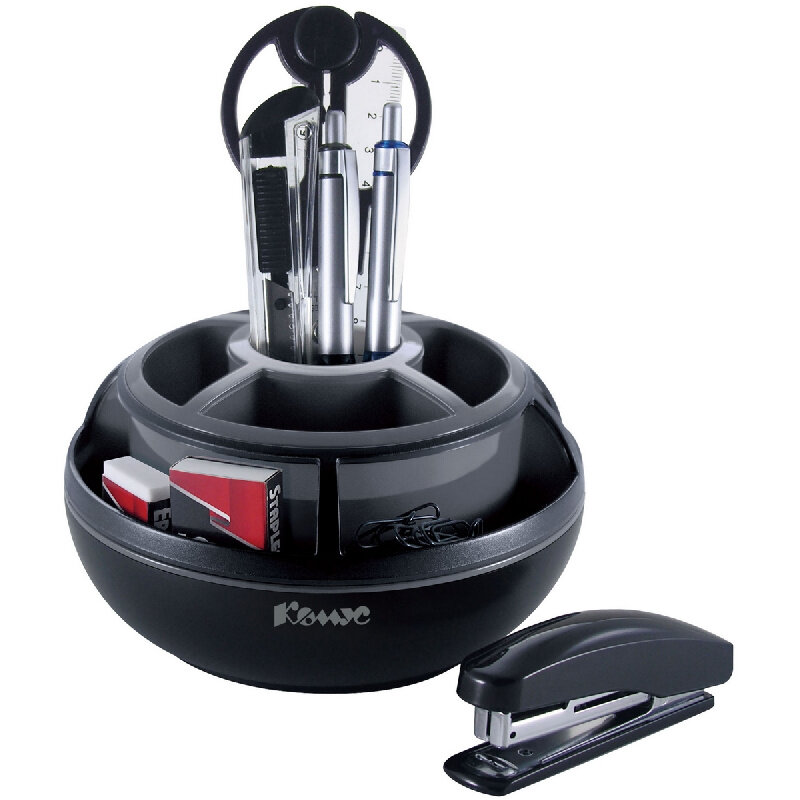 Набор настольный Комус 10 предметов серый/черный, вращающийся 1169211