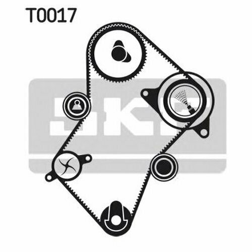 Комплект (ремень + ролик + водяной насос + 2 болта) SKF VKMC03244