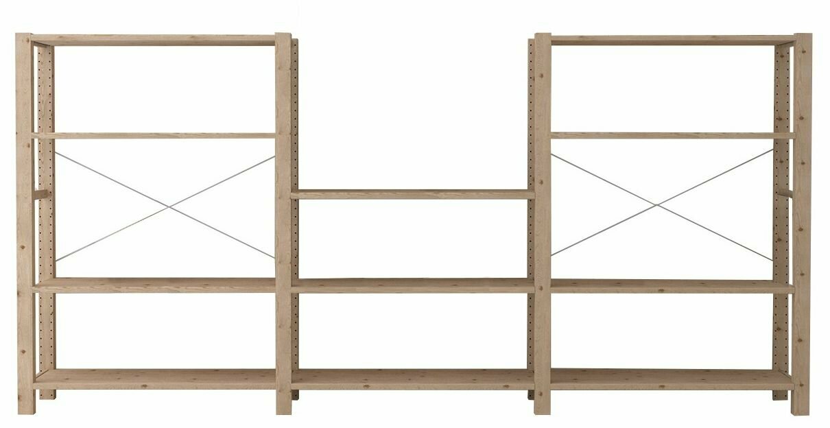 Стеллаж деревянный напольный IKEA Ivar 259х30х124 см, 11 полок, сосна