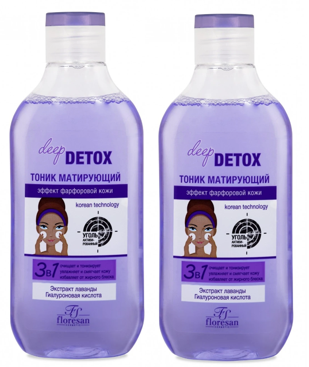 Тоник матирующий Floresan Deep Detox, 300 мл, 2 шт.