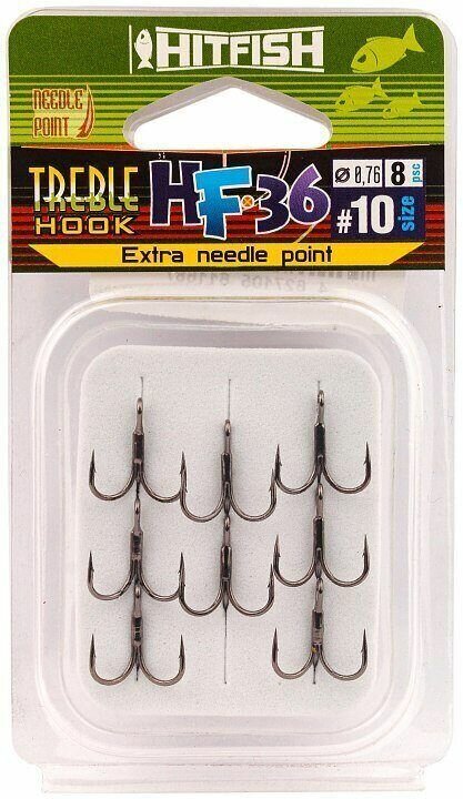 Тройной крючок HITFISH HF-36 Needle point 10 (8 шт.)