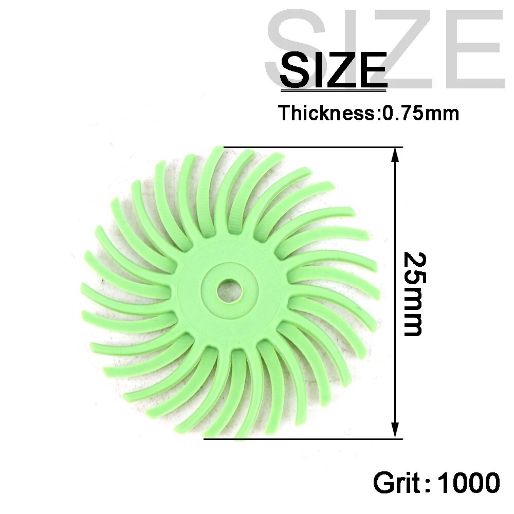 Абразивные щетки SI FANG 25 мм, 1000 Grit, Light Green, 50Pcs