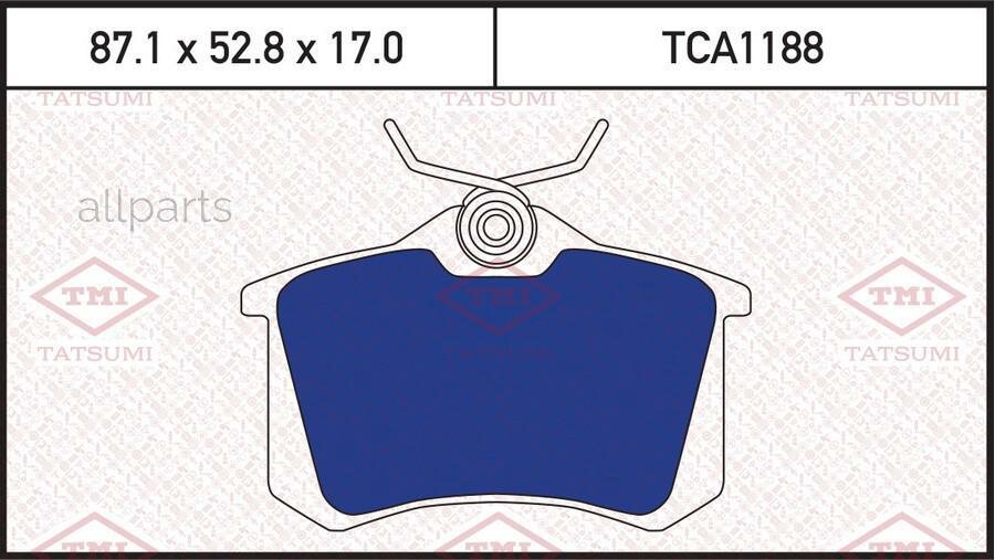 TATSUMI TCA1188 Колодки тормозные дисковые задние AUDI A3/A4 96->VW Golf/Passat/Sharan 92->SKODA Oct TATSUMI TCA1188