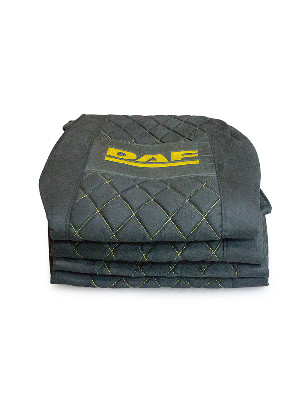 Чехлы на сиденья для грузовиков для DAF XF95/105 (2 ремня; 2 высоких сиденья). Ткань Alicante. Вышивка. Сделано в России. (18630)