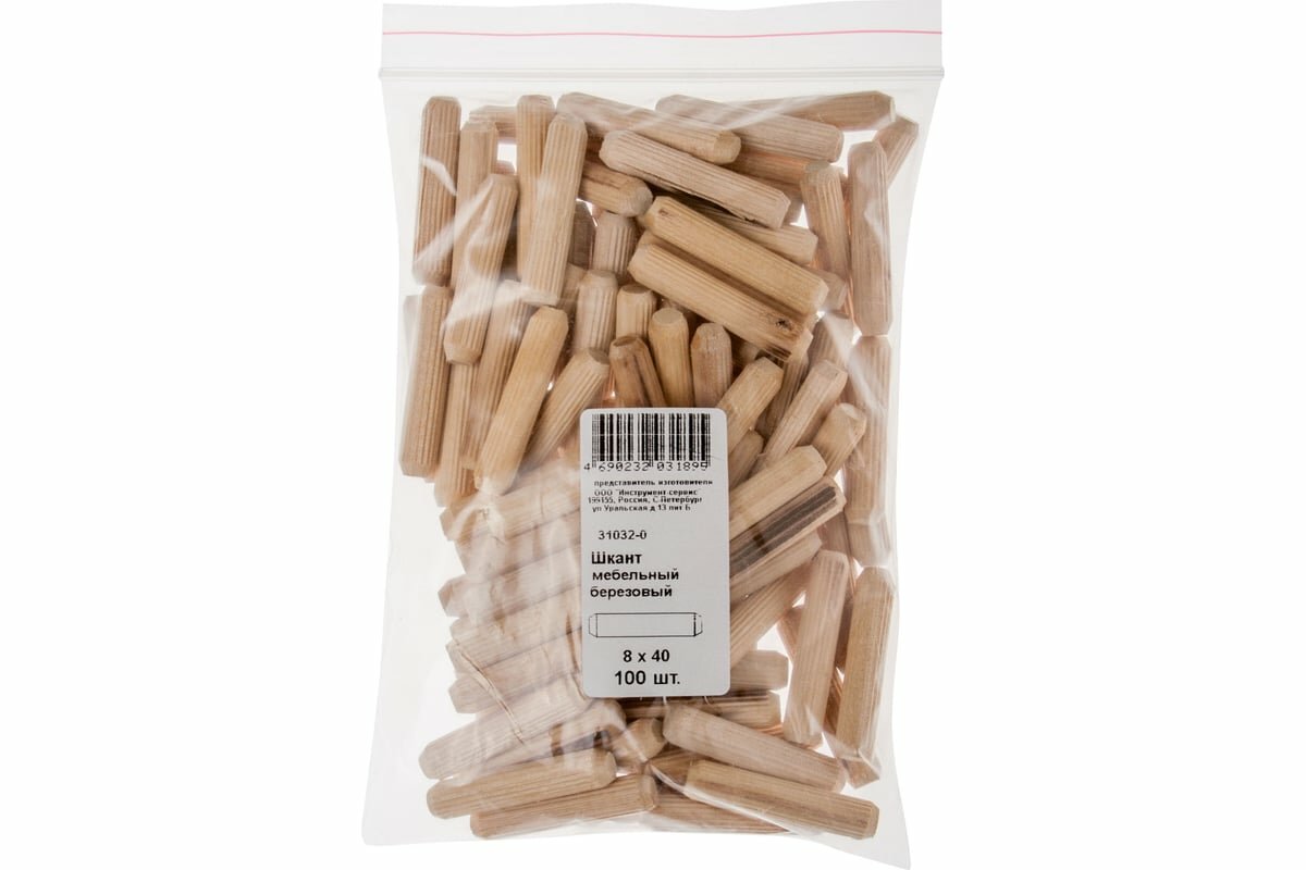 Хортъ мебельный шкант березовый 8x40, количество 100 шт, 31032-0 для сборки