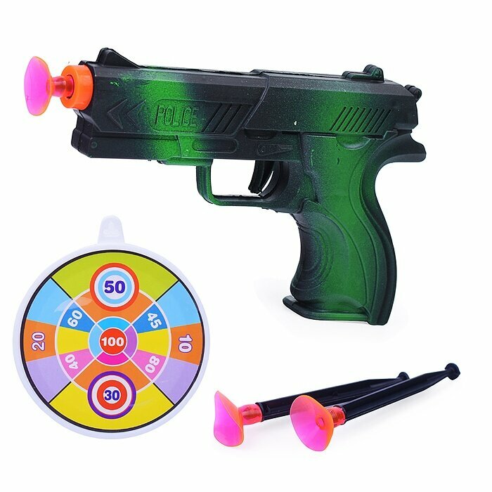 Пистолет игрушечный Oubaoloon "Супер Полиция №2", с мишенью и стрелами, в пакете (416-6)