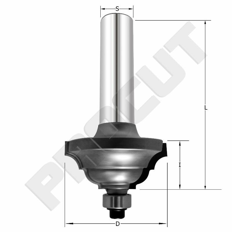 Фреза по древесине, фанере профильная "S образное скругление" D=35x16x69.5 S=12 PROCUT