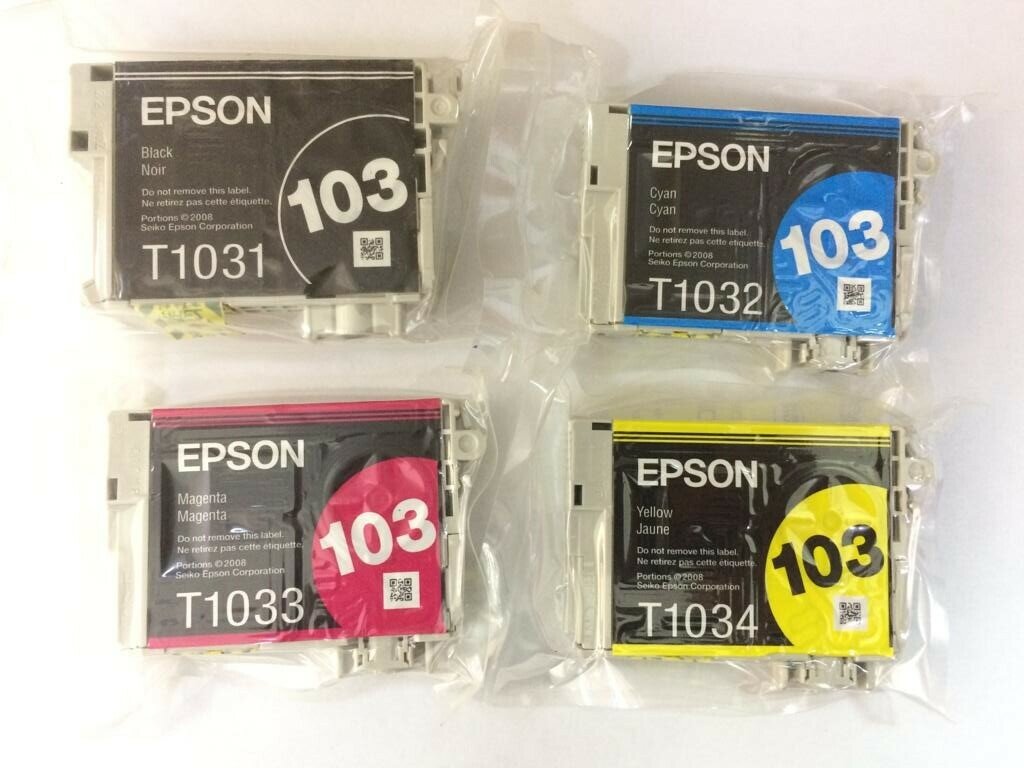 Комплект оригинальных картриджей для Epson T40W/TX600FW T1031/T1032/T1033/T1034 - 4 шт. без коробок в вакуумной упаковке