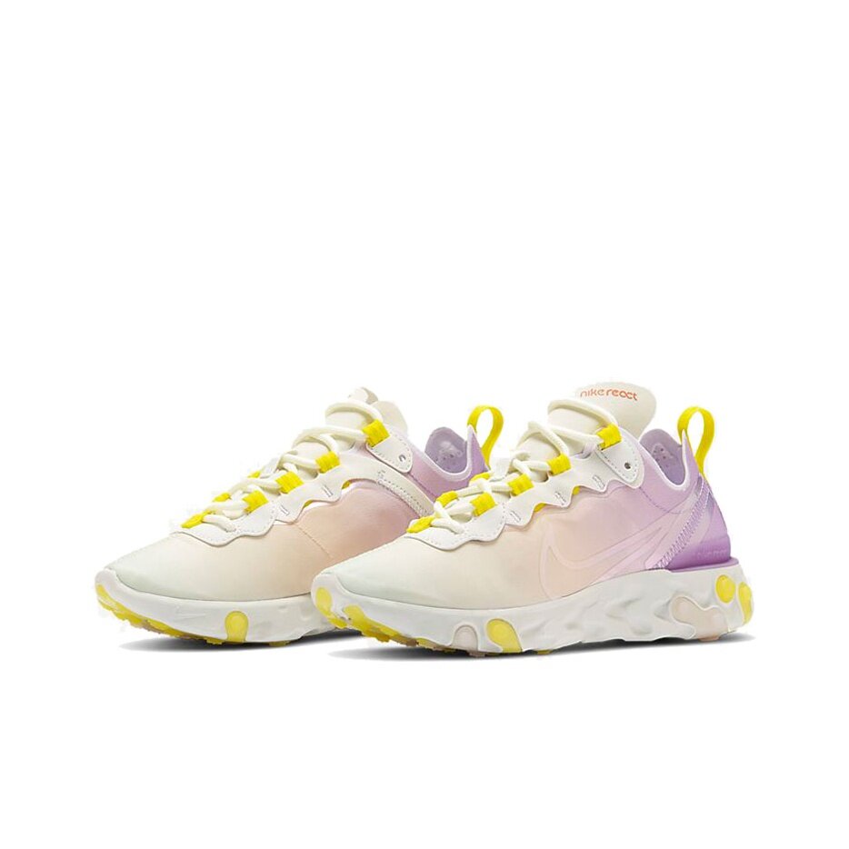 Кроссовки NIKE React Element 55, размер EU 38.5 стопа (24CM), белый/фиолетовый — фото 1