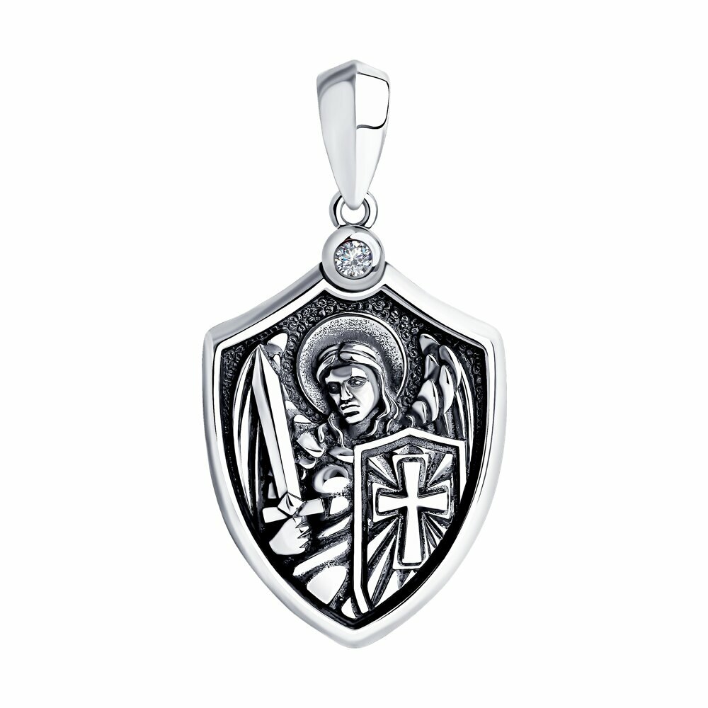 Подвеска SOKOLOV, серебро, 925 проба, чернение, фианит