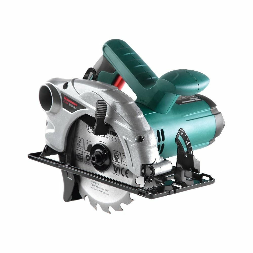 Циркулярная пила Hammer Flex 1300 Вт, 4700 об/мин, 160x20 мм, макс. пропил 55 мм CRP1300D