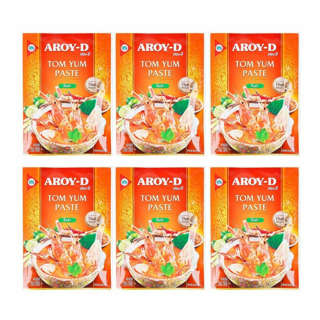 Паста для приготовления супа "ТОМ YUM" AROY-D, 6 штук по 50 грамм