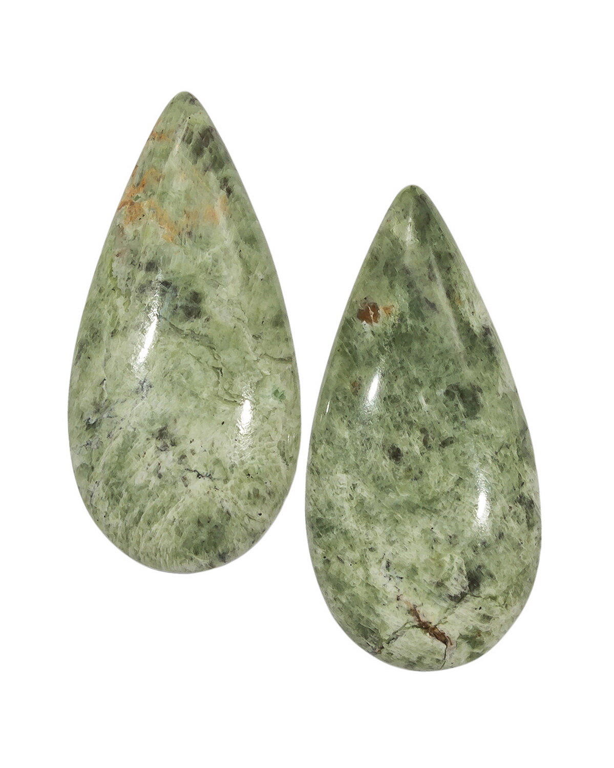 Кабошон Хромдиопсид (пара), размер: 46х22х5 мм, натуральный минерал.