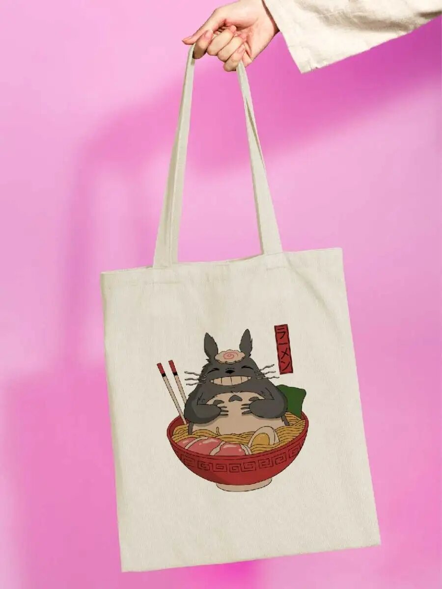 Сумка шоппер  с принтом аниме Тоторо