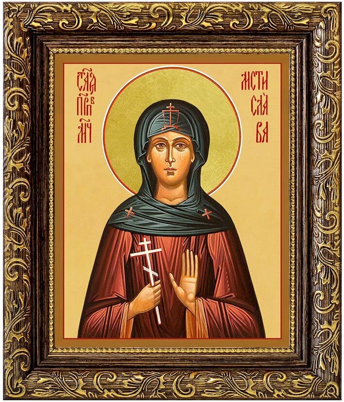 Преподобномученица Мстислава (Фокина), икона в широкой темной пластиковой рамке 19*22,5 см