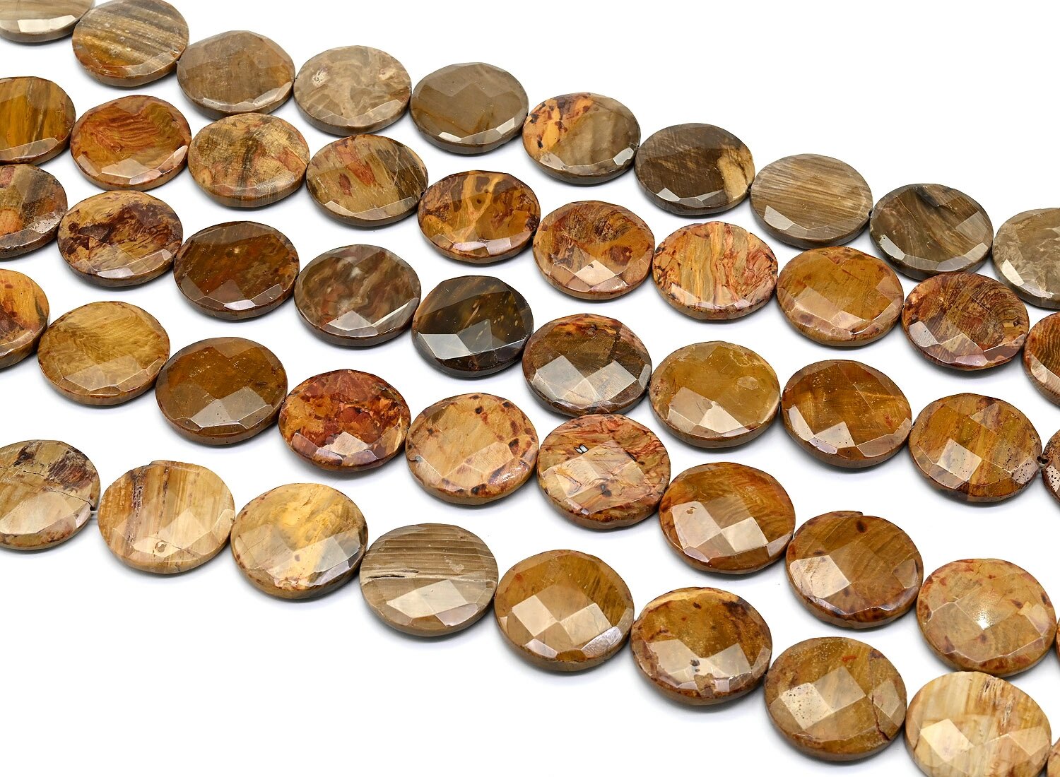 Бусины из яшмы круг с гранями 31мм, 41см, 12 бусин .